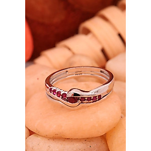 Dazzlingrock Collection 0.25 Carat (Ctw) 10K Round Ruby Bridal Promise Engagement Wedding Ring Set in White Gold, Size 6