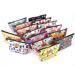 FRCOLOR Toiletry Bag, Multifunction Makeup Bag Purse Organizer Cartoon Cosmetic Pouch Waterproof Travel Cosmetic Case for Women Girls Teenagers (Happy Camping)
