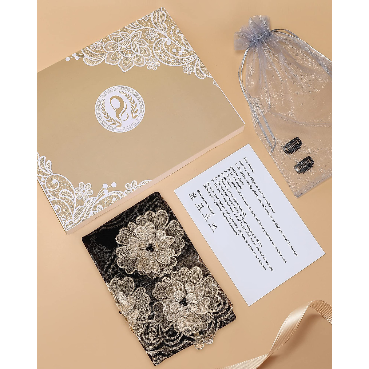 Bozidol Catholic Chapel Mantilla Veil Floral Embroidery Spanish Lace Scarf Church Mass Veil for Women (Sliver Black)