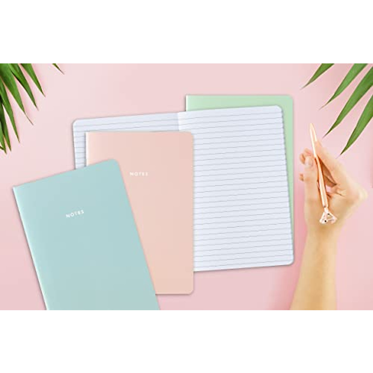 THiNKABLE Pastel Aesthetic Notebooks Set, Cute Journal Set 8 pack, A5 5.5 x 8.3 in 60 Pages, Simple Cover Notebook, Minimalist Journal for Women Lined Paper, Soft Cover Journals