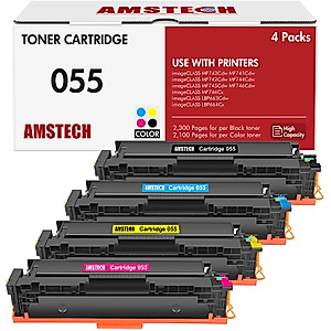 055 055H MF743Cdw Toner Cartridge 4 Pack Compatible Replacement for Canon Cartridge 055 055H Color ImageCLASS MF743Cdw MF741Cdw MF745Cdw MF746Cdw LBP664Cdw Laser Printer |Black Cyan Magenta Yellow|
