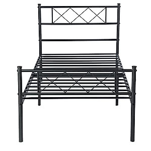 AnwickNomo Metal Twin Size Bed Frame Foundation with Headboard/Footboard for Boys Girls Adults Twin