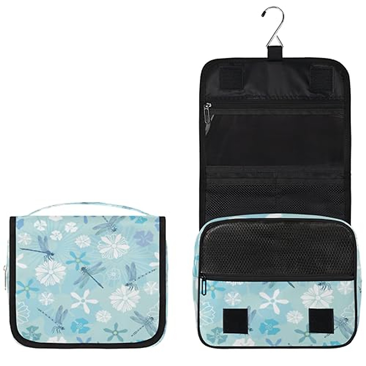 POFATO Dragonfly Flower Travel Toiletry Bag Cosmetic Makeup Bag for Women Men Hanging Hook Wash Toiletries Portable Toiletry Bags Organizer