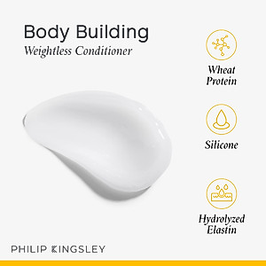 PHILIP KINGSLEY Body-Building Weightless Conditioner Volumizing for Fine Limp Flat Flyaway Short Hair Thickener Hydrates Adds Volume Lifts and Shine, 2.5 oz