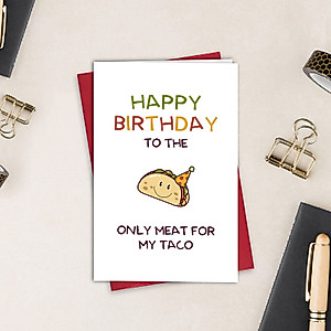 Ulbeelol Taco Birthday Card, Naughty Birthday Card, Funny Bday Card for Him Husband Boyfriend Wife Her, You're The Only Meat for My Taco
