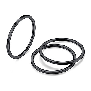 Bestyle Stackable Black Rings Set for Women, Polisded Black Gun Plated Size 6 Band Layered Rings Comfort Fit Finger Rings