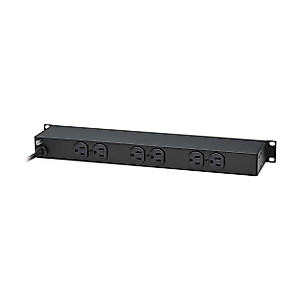 Tripp Lite 12-Outlet Rackmount PDU Power Strip, Network-Grade Front & Rear Facing Outlets, 15A, 120V, 15ft Cord with 5-15P Plug, Horizontal 1U Rack Mount, Lifetime Manufacturer's Warranty (RS-1215)