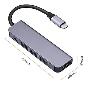 USB Type C Hub 5-in-1 USB C Adapter with 4K USB C to HDMI,USB3.0 with 5GB Data Transfer Compatible with Type c laptops