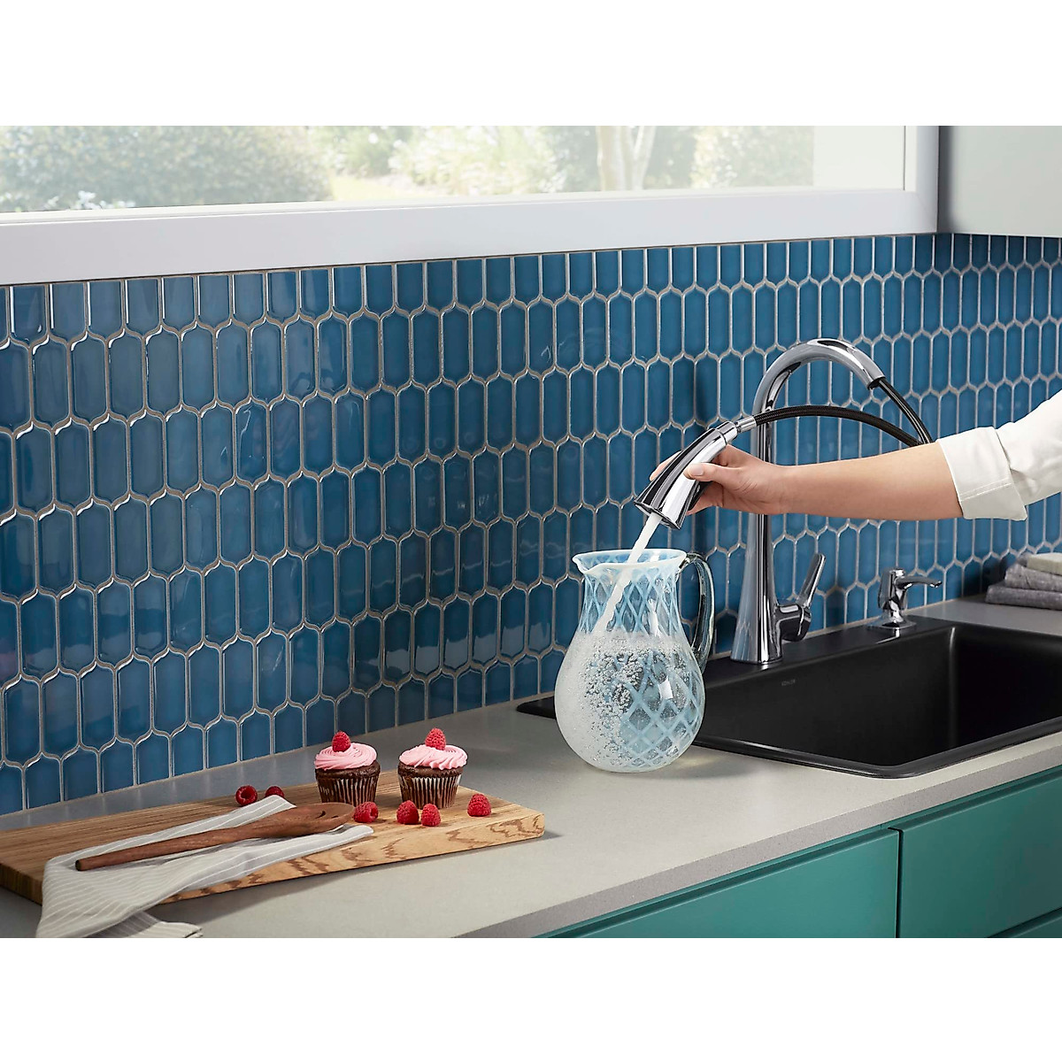 KOHLER R26281-SD-CP Maxton Touchless Pull-Down Kitchen Faucet with Soap Dispenser, Kitchen Sink Faucet with Pull Down Sprayer, Touchless Activation Faucet, Polished Chrome