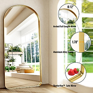 Easly 71"x30" Extra Large Arched Full Length Mirror - Leaning Mirror Arch Wall-Mounted Mirrors - Aluminum Alloy Frame Modern Simple Home Decor - for Living Room Bedroom Cloakroom