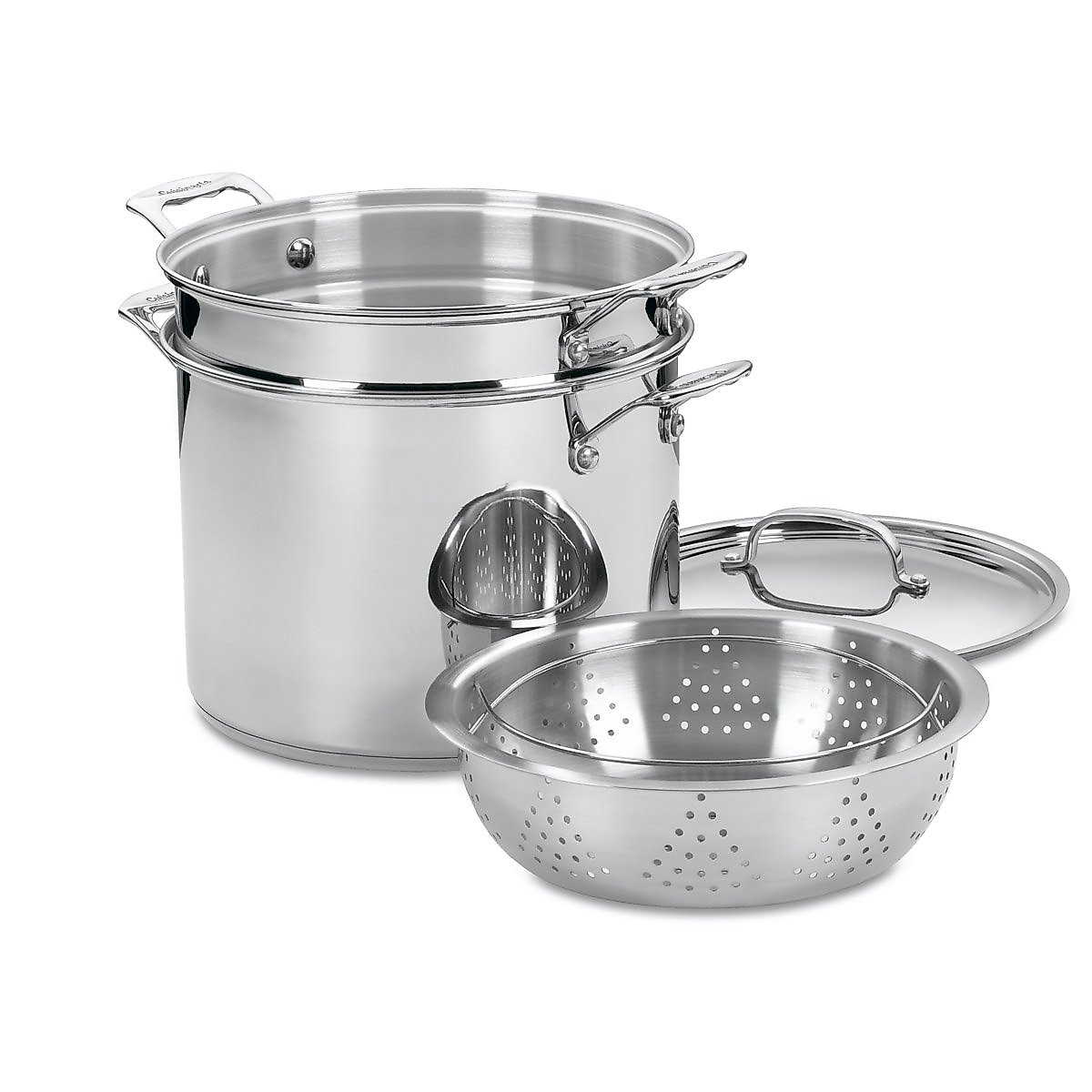 Cuisinart 77-412P1 Piece 12-Quart Chef's-Classic-Stainless-Cookware-Collection, Pasta/Steamer Set (4-Pc.) & 7117-16UR Chef's Classic 16-Inch Rectangular Roaster with Rack, Stainless Steel