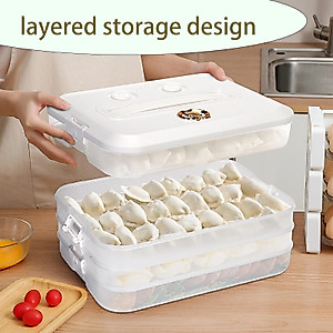 Rzmyencg Food Storage Containers with Lids,Cookie Storage Containers Airtight,Dumpling Storage Box,4-Layer Stackable Snack Container,Time Recoder