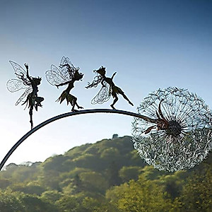 WSZYBAY Garden Decoration, Wind Spinners for Yard and Garden, an Artistic Sculpture of A Fairy Dancing with A Dandelion, Art Decorations for Garden Outdoor Yard Lawn Patio(Color:B) (Color : A)
