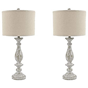 Signature Design by Ashley Bernadate Vintage Cottage Table Lamp, 2 Count, 31", Whitewash