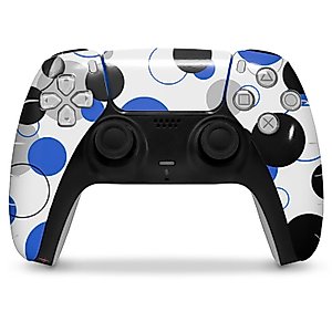 WraptorSkinz Skin Wrap compatible with Sony PS5 DualSense Controller Lots of Dots Blue on White (CONTROLLER NOT INCLUDED)