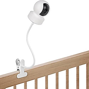 Baby Monitor Clip Mount for Kasa Indoor Pan/Tilt Smart Security Camera EC70 and KC410S, Flexible Gooseneck Baby Monitor Holder for Crib Without Tools or Wall Damage - White