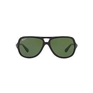 Ray-Ban RB4162 Aviator Sunglasses, Black/Polarized Green, 59 mm