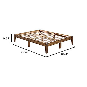 Olee Sleep Smart Wood Platform Bed Frame, Queen, Light Brown