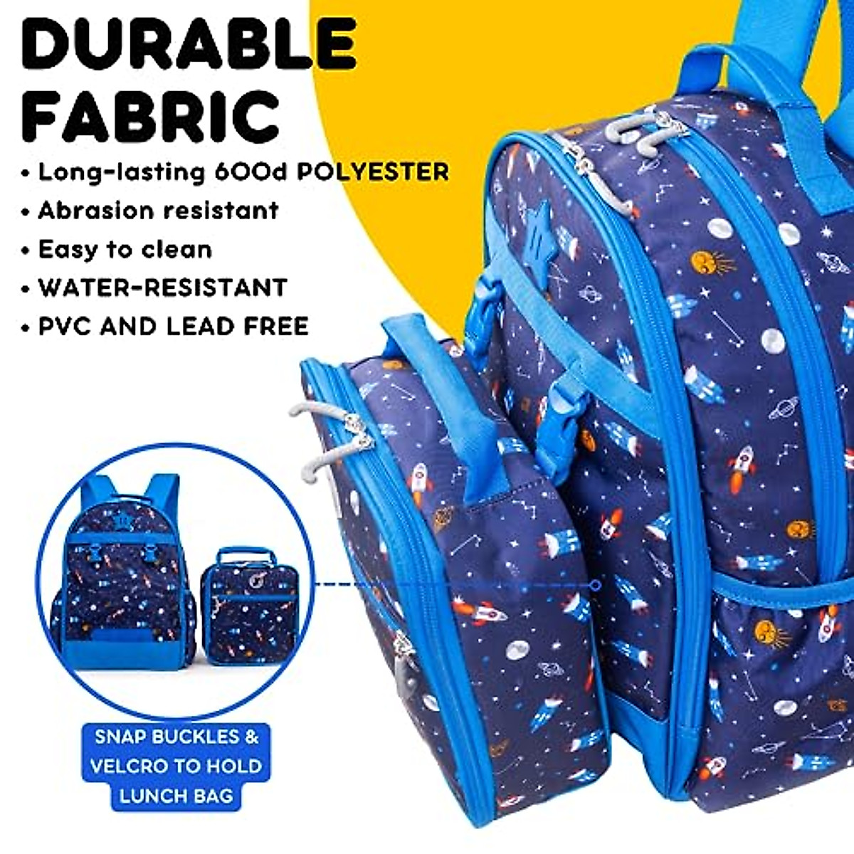 J World New York Unisex Kid's Backpack with Lunch Bag Set, Spaceship, One Size