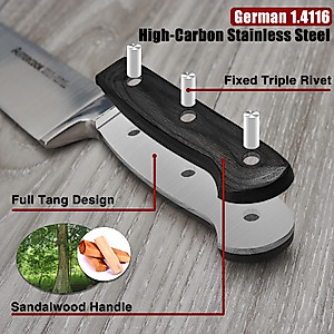 Knife Set, 15 Pcs Kitchen Knife Set With Block, Astercook German Stainless Steel With Scissors, Knife Sharpener and 6 Serrated Steak Knives