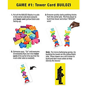 TENZI BUILDZI The Fast Stacking Building Block Game for The Whole Family - 2 to 4 Players Ages 6 to 96 - Plus Fun Party Games for up to 8 Players