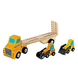 Toy Chest Nyc Wooden Car Toys for Toddlers,Tractor Trailer, Mini Front Loader & Steamroller Wooden Truck Set, Wooden Cars, Wooden Trucks, Construction Tractor Toys Semi Trucks for Kids, 3 Pieces…
