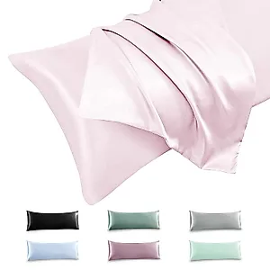 Cobedzy Satin Body Pillow Cover, 20x54 Body Pillow Cover Cooling, Blush Pink Body Pillowcase, Soft Silky Body Pillow Case with Envelope Closure