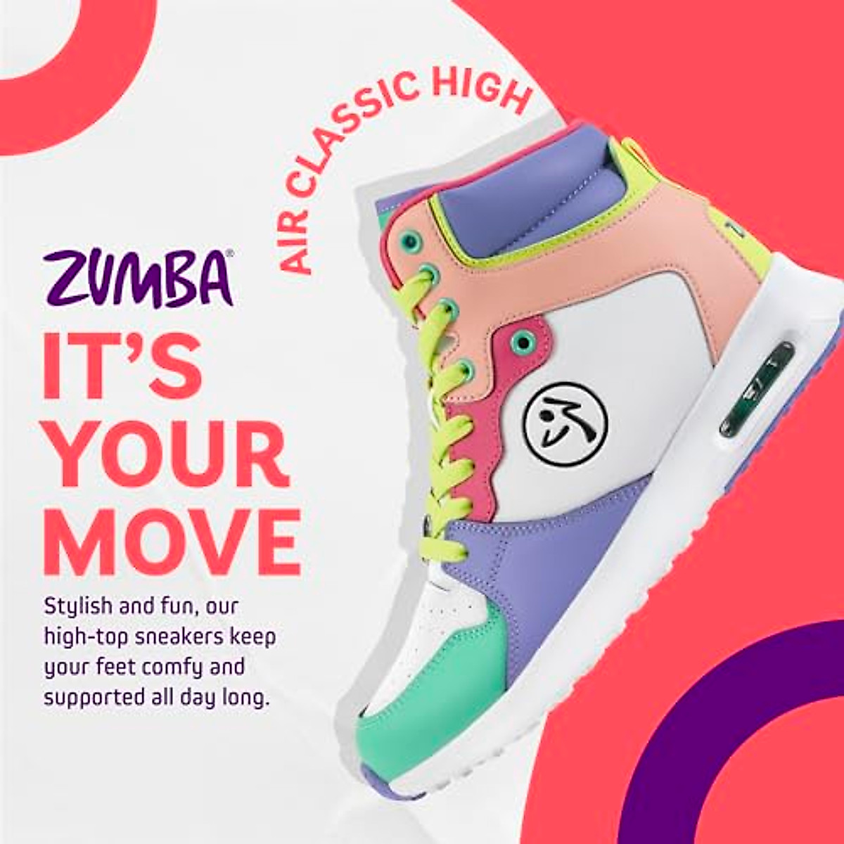 ZUMBA Women’s Air Classic High-Top Athletic Shoes, 12, Multi