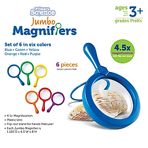 Learning Resources Jumbo Magnifiers - 6 Pieces, Ages 3+ Toddler Learning Toys, Exploration Toys for Kids, Magnifiers for Kids,Back to School Supplies, Teacher Supplies