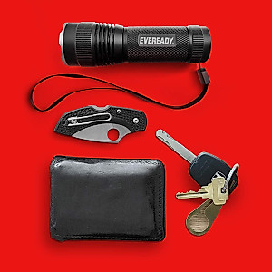 EVEREADY LED Tactical Flashlight, IPX4 Water Resistant EDC Flashlight, Super Bright High Lumens, Zoomable, 3 Light Modes, Heavy Duty Metal Body, Lanyard Included, Black
