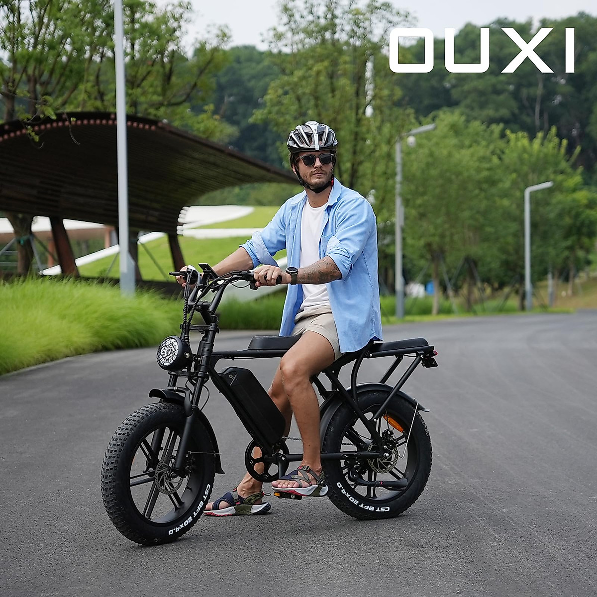 OUXI V8 Electric Bike Adults, Electric Mountain Bike with 750W Motor 48V 15Ah Removable Larger Battery 31MPH 20'' Fat Tire E Bike Shi-Mano 7-Speed Adult Electric Bicycles (Black)