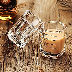 Espresso Shot Glasses Measuring cup Liquid Heavy Glass Wine Glass Shot Glass 26-Incremental Measurement 2 OZ 2 Features 60ML (Sturdy-2 pack)