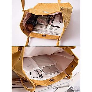 Belsmi 13 Inches Corduroy Small Totes Bag (Yellow)
