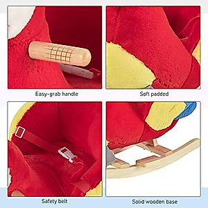 Qaba Kids Ride-On Rocking Horse Toy Parrot Style Rocker with Fun Music & Soft Plush Fabric for Children 18-36 Months