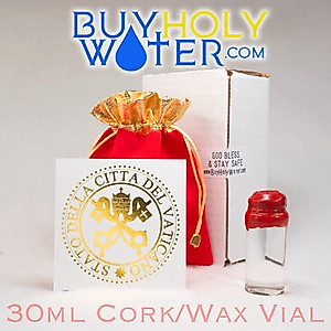 Blessed Holy Water 30ml Red Wax Sealed Cork Vial ✞ The ONLY Authentic & Certified Holy Water ✞ Blessed by Pope Francis Vatican City Import ✞ Baptism Wedding Exorcism Christmas Catholic Prayer GIFT