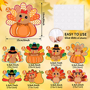 Thanksgiving Decorations 54 Pcs Turkey Cutouts Cartoon Turkey Paper Cutting Decor for Home Party School Bulletin Board Classroom Fall Theme Thanksgiving Party Supplies