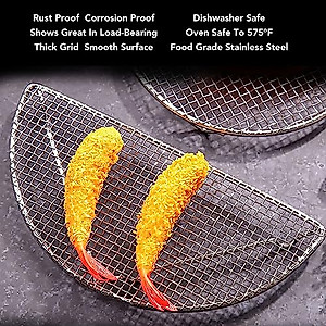 EMUKOEP Cooling Racks for Baking Stainless Steel Wire Cooking Rack High Temperature Resistant Oven Safe for Cooking Roasting Grilling (Medium Semicircle 18CM)