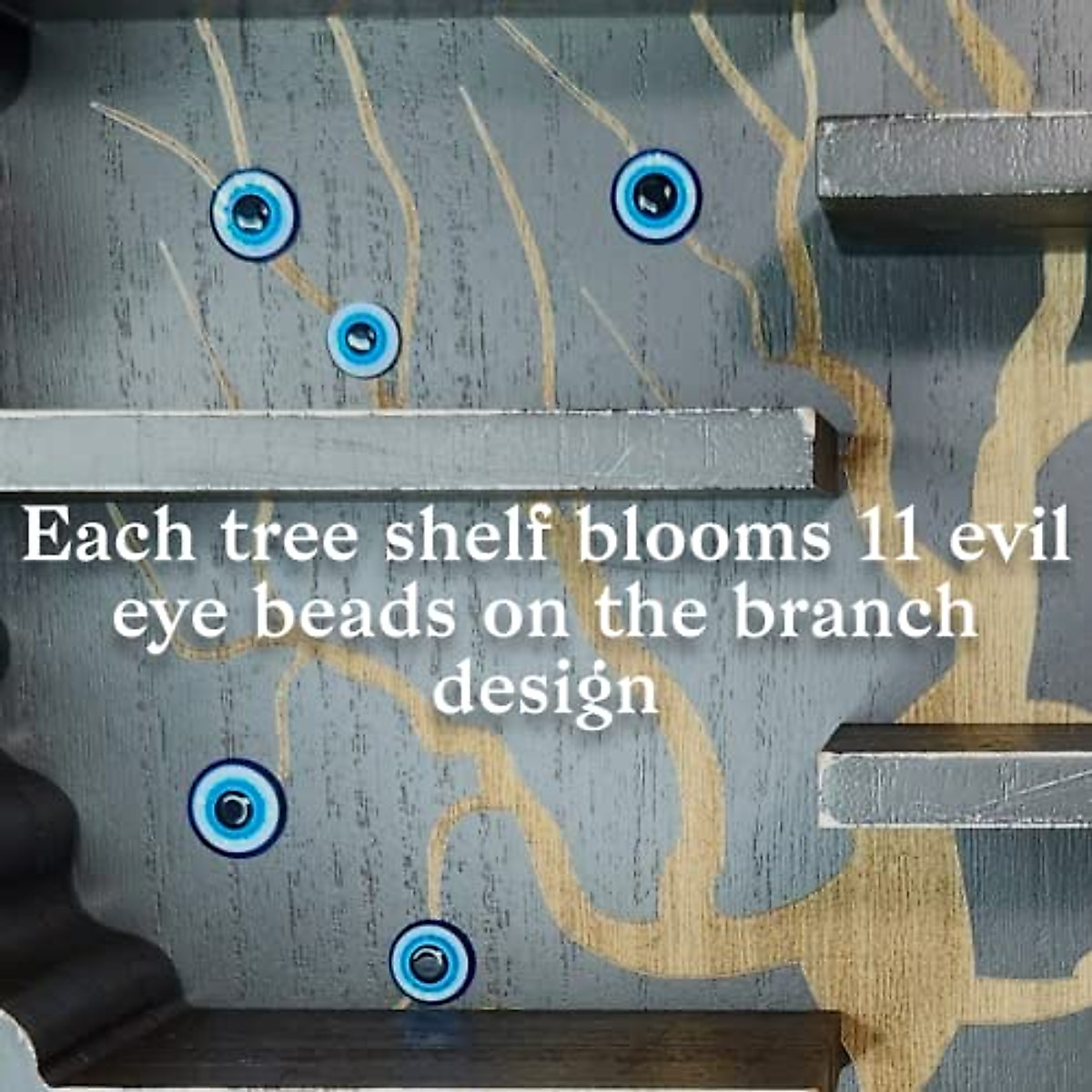 Crystallized Concepts Evil Eye Decor Tree Display Shelf for Crystals | Crystal Decor & Display Shelves | Moon Shelf | Crystal Holder | Moon Decor | Crystal Shelf | Boho Wall Decor for Essential Oils