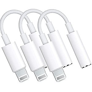 3 Pack Lightning to 3.5mm Headphone Jack Adapter MFi Certified, Connector Aux Audio Adapter iphone Adapter White Support for iPhone 7/7P/8/8P/X/XS/11/11 PM/12/12PM/13/13PM Compatible iOS 10.3 or Later