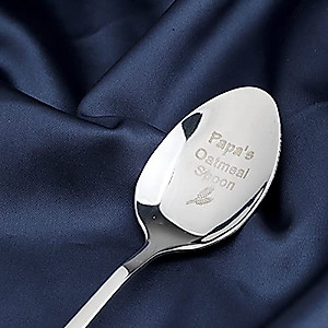 KEYCHIN Oatmeal Lovers Spoon Fitness Cereal Healthy Eating Gift Workout Diet Spoon My Oatmeal Spoon Engraved Stainless Steel Spoon for Dad Mom Papa Nana (Papa's Oatmeal spoon)
