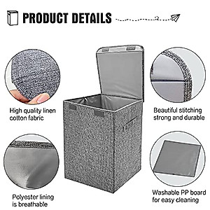 YYSG Laundry hamper,Laundry Basket with Lid, Dirty Clothes Hamper for Bathroom Bedroom,saving space laundry hamper with lid.Grey 38L