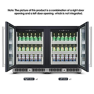 Vesgolden Undercounter Beverage Refrigerator Built-In/Freestanding 24-Inch 2-in-1 (Two) Residential Glass Door Refrigerator, Kitchen Inverter Compressor Chiller, Holds Beer, Soda, Coke