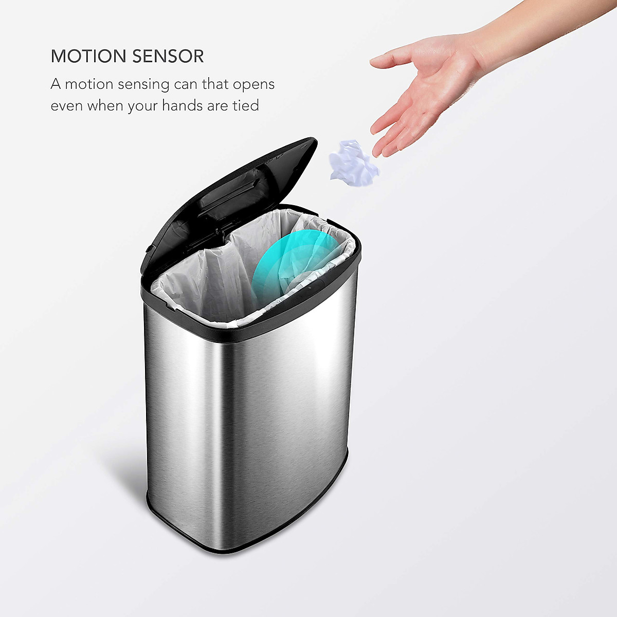 Nine Stars DZT-8-1c Infrared Touchless Stainless Steel Trashcan