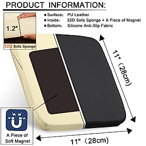 BUYUE Enhanced Anti-Slip Magnetic Bar Stool Cushions Set of 4, Luxury PU Leather Waterproof Small Seat Cushions for Café Bistro Stackable Metal Stools (Square, Black, 4)