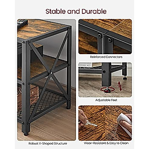 VASAGLE TV Stand for TV up to 70 Inches, TV Table, Entertainment Center, 3-Tier TV Console, Steel Frame, Industrial Style, for Living Room, Rustic Brown and Black ULTV095B01