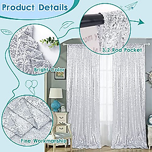 Trlyc Glitter Sequin Backdrop Curtains for Wedding Party Decor (2 Panels, W2 x H8FT,Sliver)