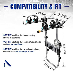 BUNKER INDUST 2-Bike Spare Tire Rack Adjustable Bolt-On Spare Tire Rack,75 lb. Capacity Spare Tire Bicycle Carrier
