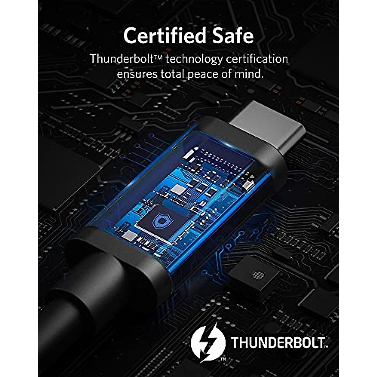 Anker [Intel Certified] Thunderbolt 3.0 Cable 1.6 ft (USB-C to USB-C) Supports 100W Charging / 40Gbps Data Transfer (Compatible with USB 3.1 Gen 1 and 2), Perfect for Type-C Macbooks