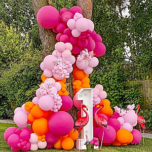 Pink Orange Balloon Garland Hot Pink Orange Gold Metallic Pastel Pink Balloon Arch Kit Latex Party Balloons For Baby Shower Birthday Wedding Rainbow Encanto Party Decorations