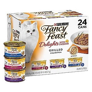Purina Fancy Feast Gravy Wet Cat Food Variety Pack, Delights With Cheddar Grilled Collection - (24) 3 oz. Cans